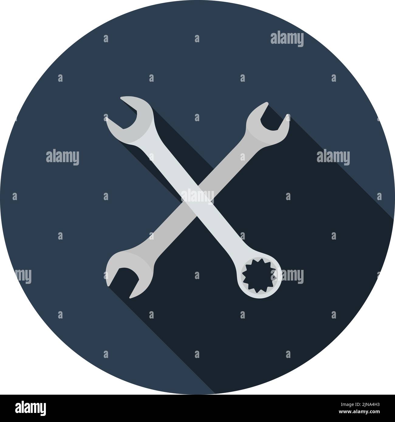 Crossed Wrench Icon. Flat Circle Stencil Design With Long Shadow ...