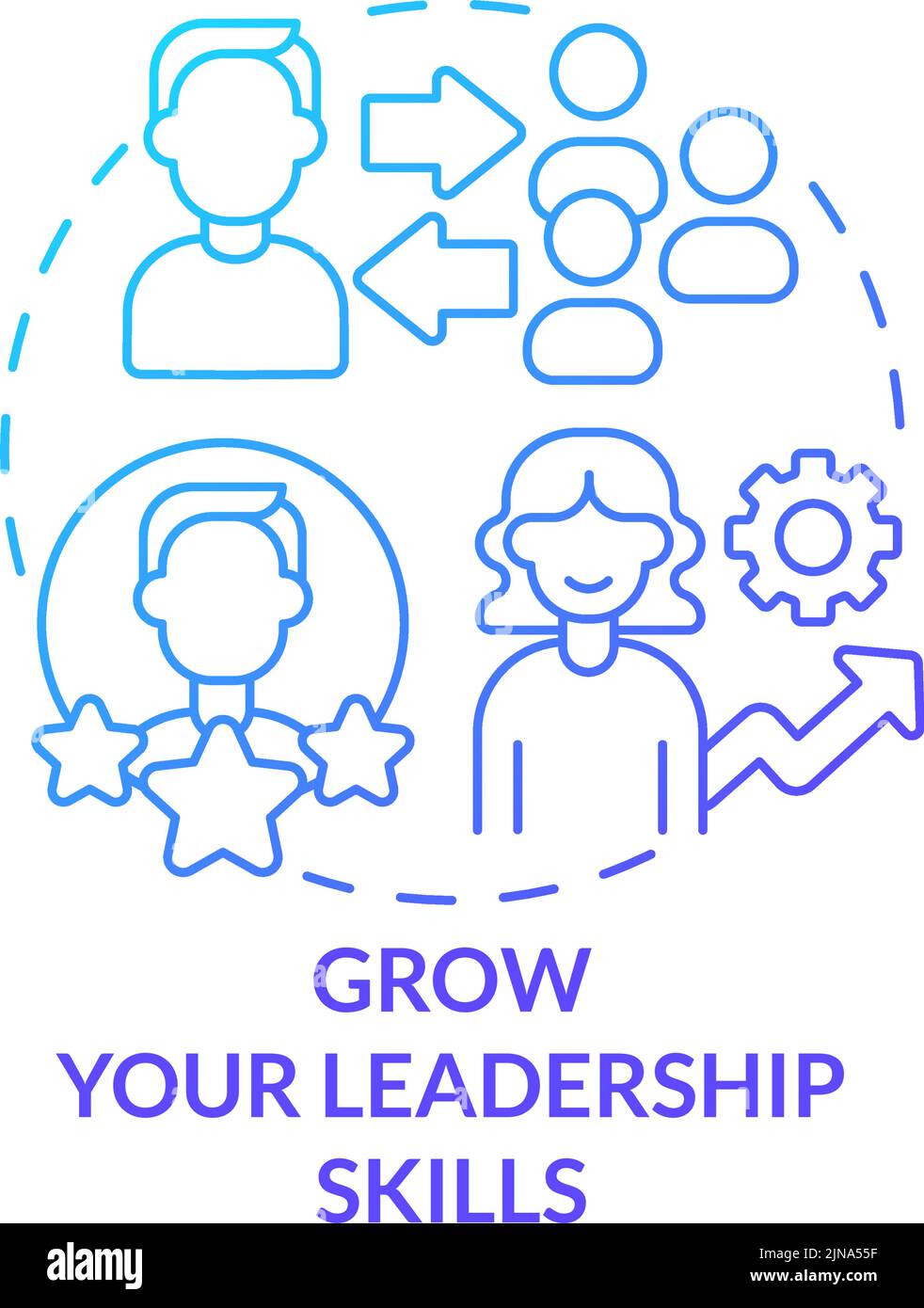 Grow leadership skills blue gradient concept icon Stock Vector Image ...