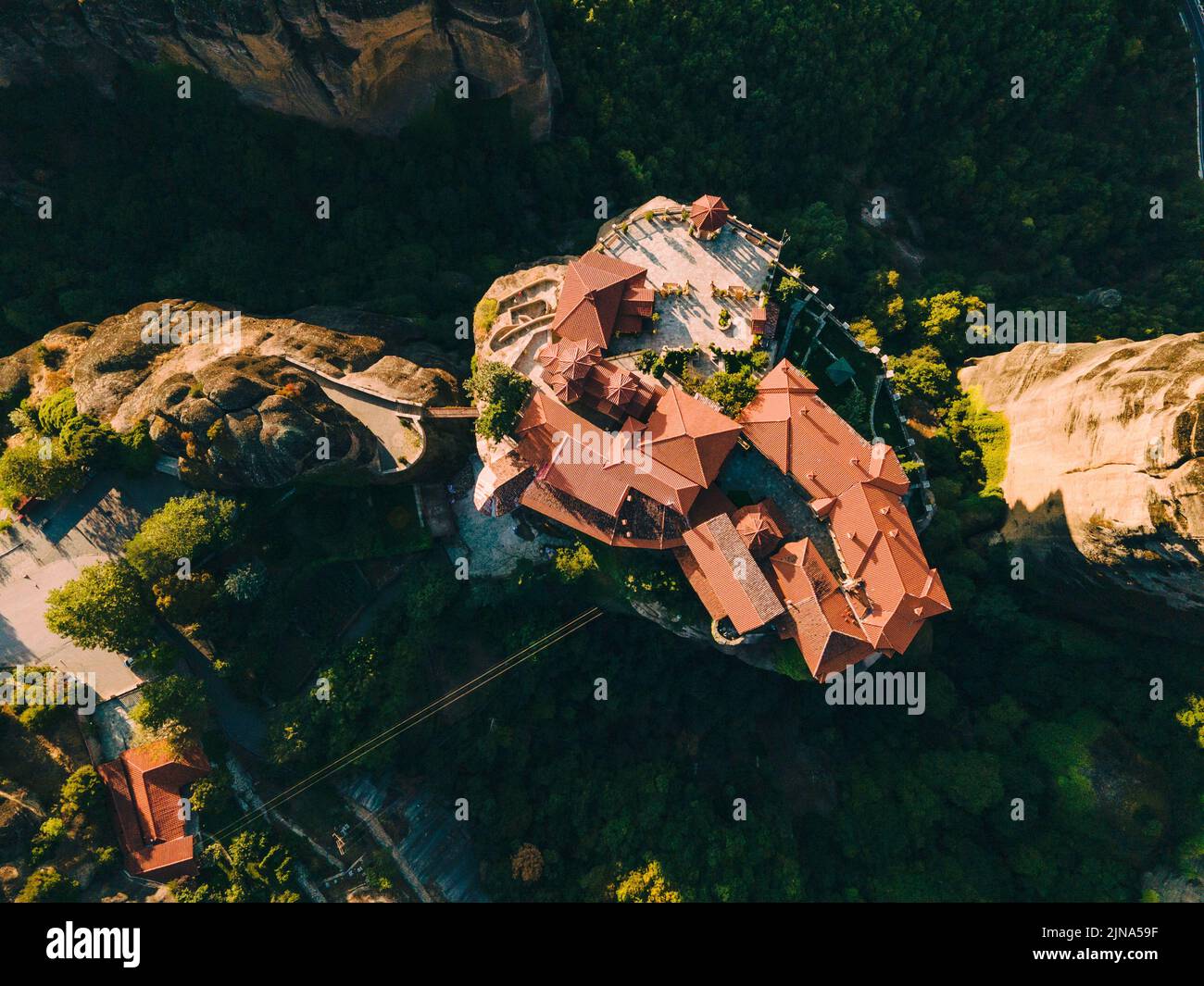 meteora monastery aerial view Thessaly mountains Greece Stock Photo - Alamy