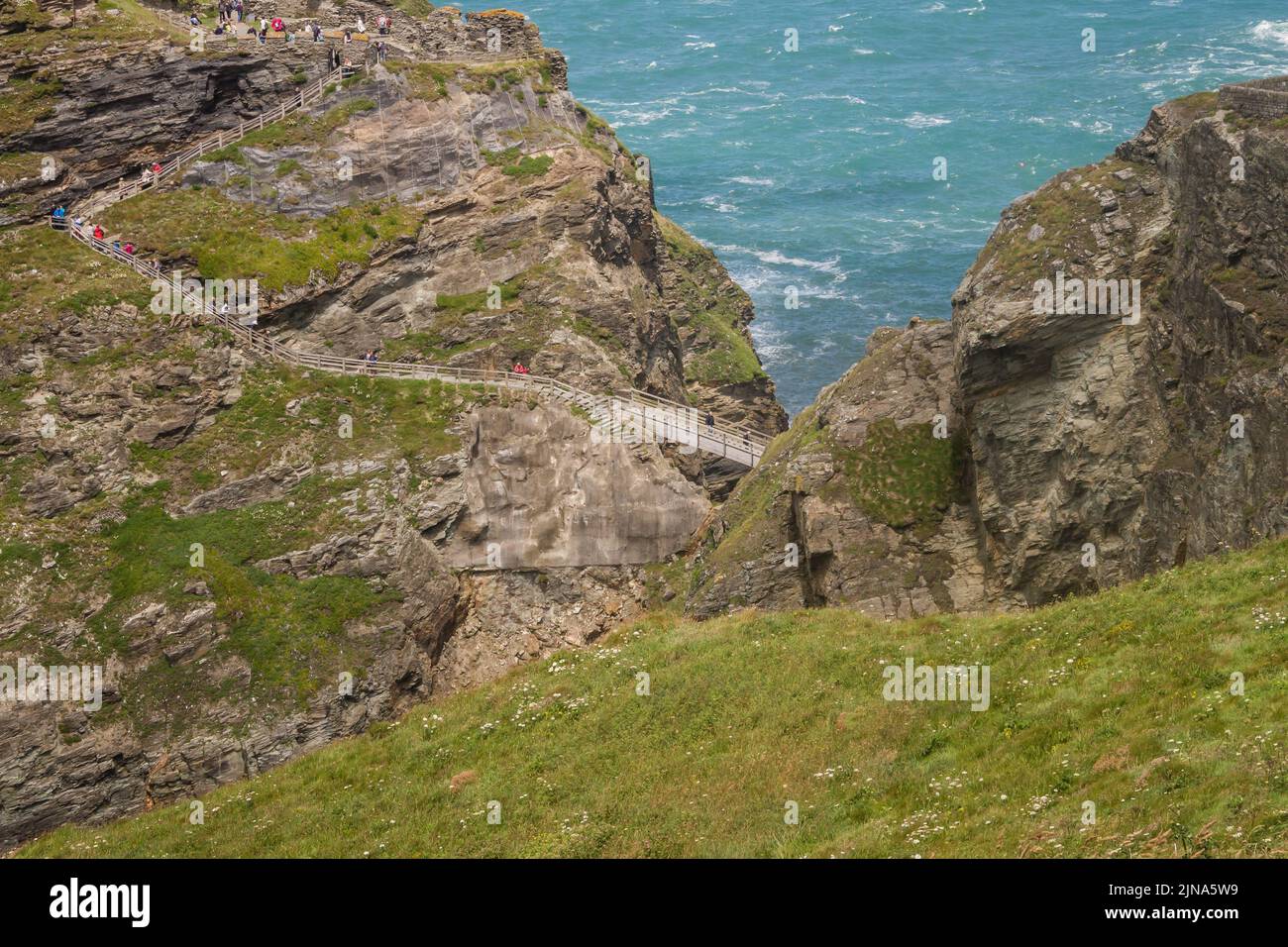 Beautiful scenery of steep rocks by the sea, Cornwall, UK Stock Photo ...