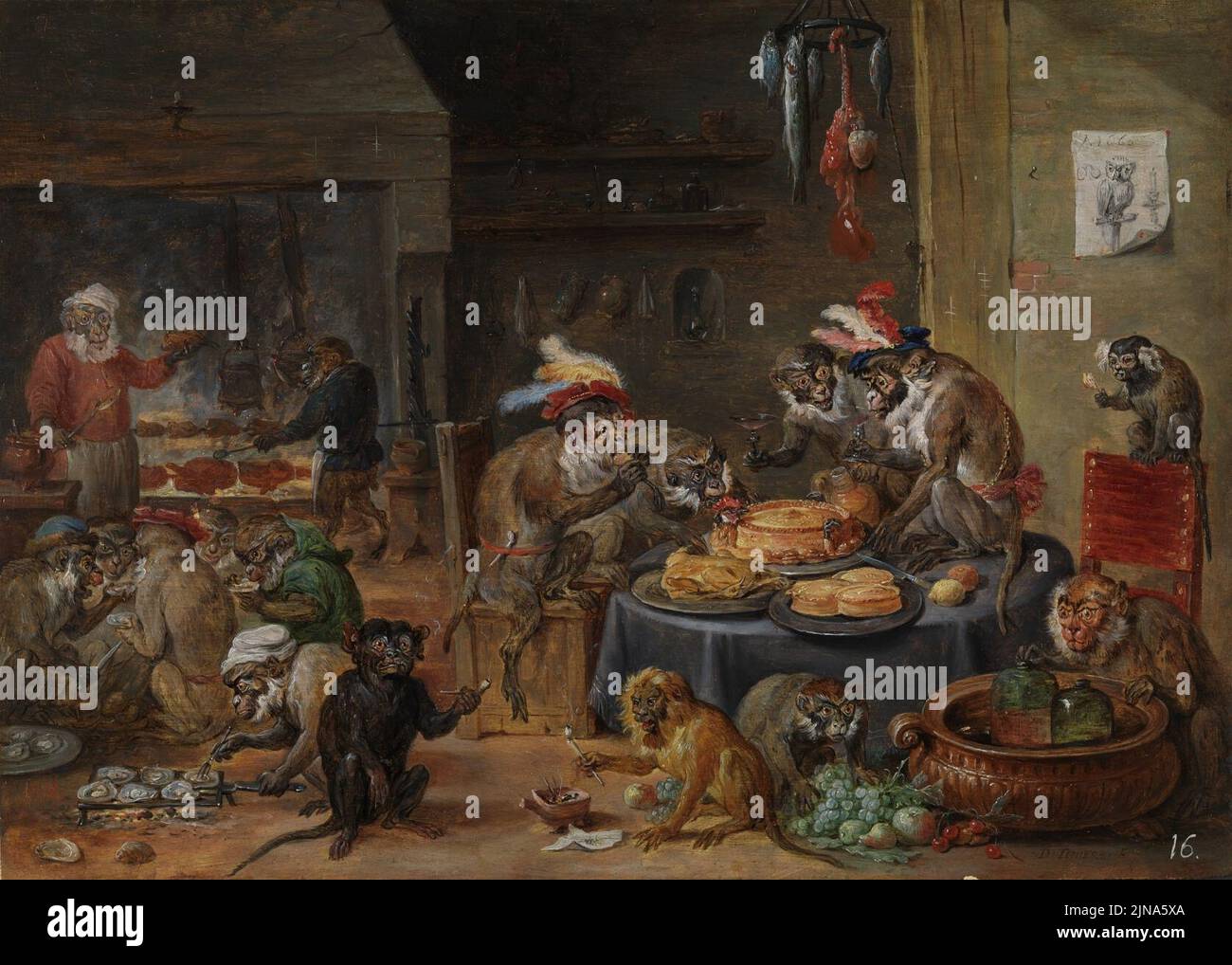David Teniers (II) - Monkey banquet Stock Photo - Alamy