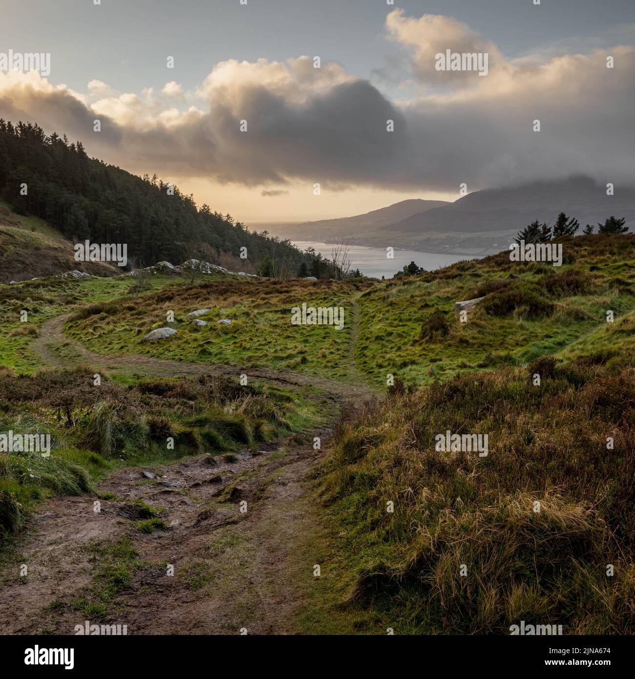 A muddy landscape with scenic clouds and sea on the far Stock Photo - Alamy