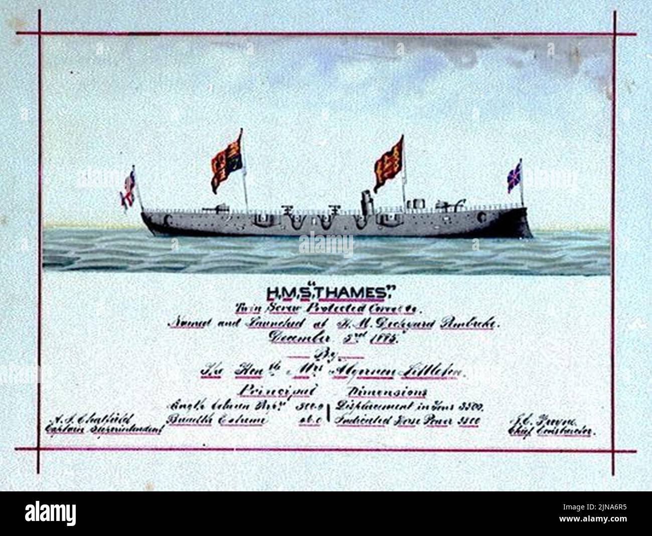 HMS Thames launched Stock Photo - Alamy