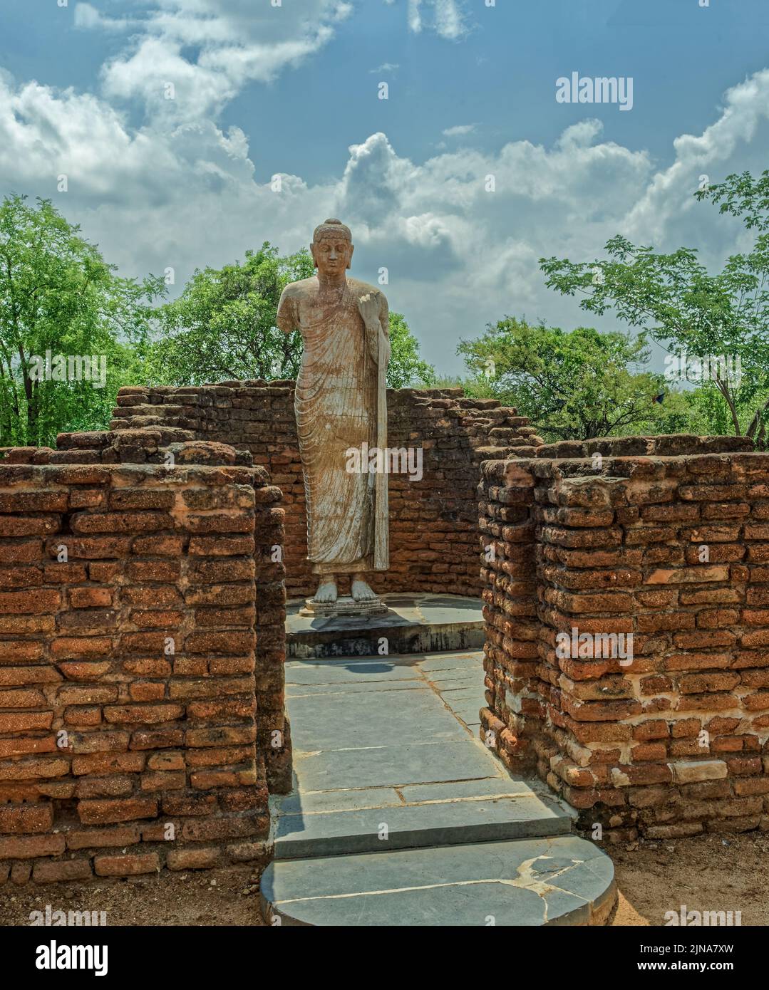 08 23 2015 Buddha Statue 3rd century A.D. Ruins of Nagarjunakonda ...
