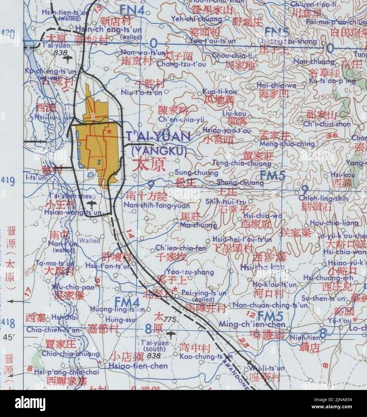 Taiyuan map 1954 Stock Photo - Alamy