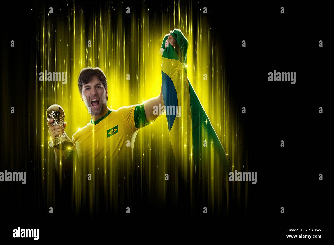 Brazilian soccer player, on a yellow and black background Stock Photo ...