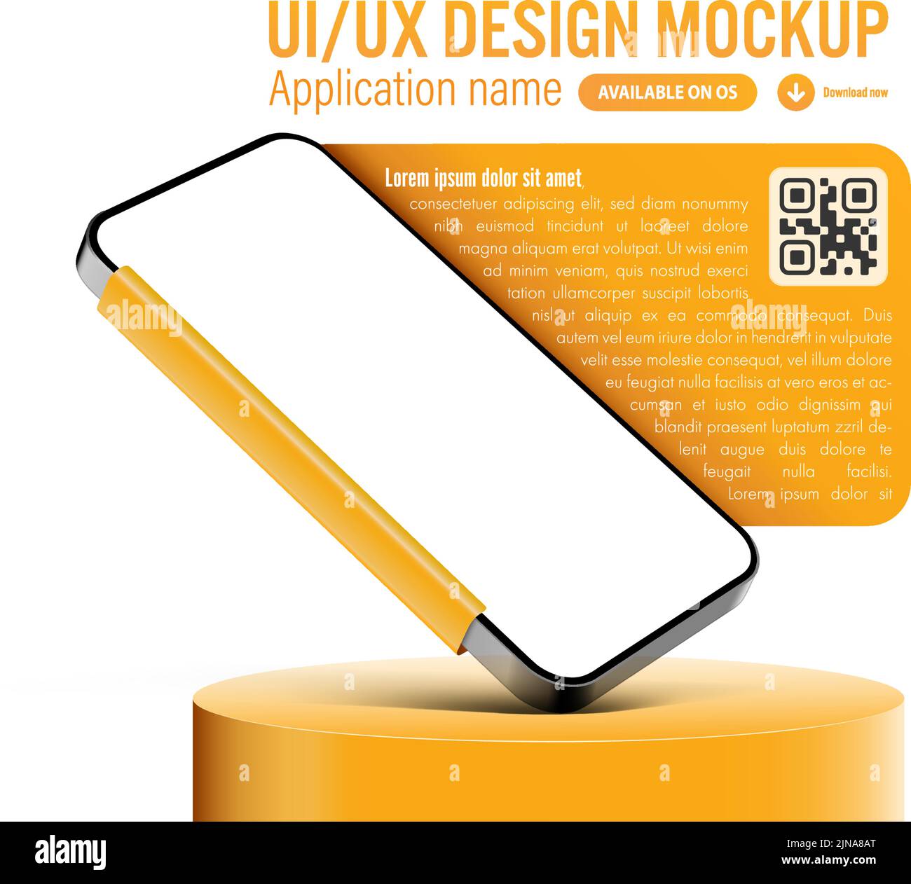 Smartphone mobile app template with blank screen on podium ...