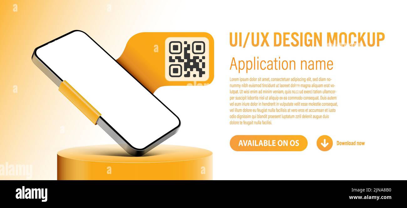 Smartphone mobile app template with blank screen on podium ...
