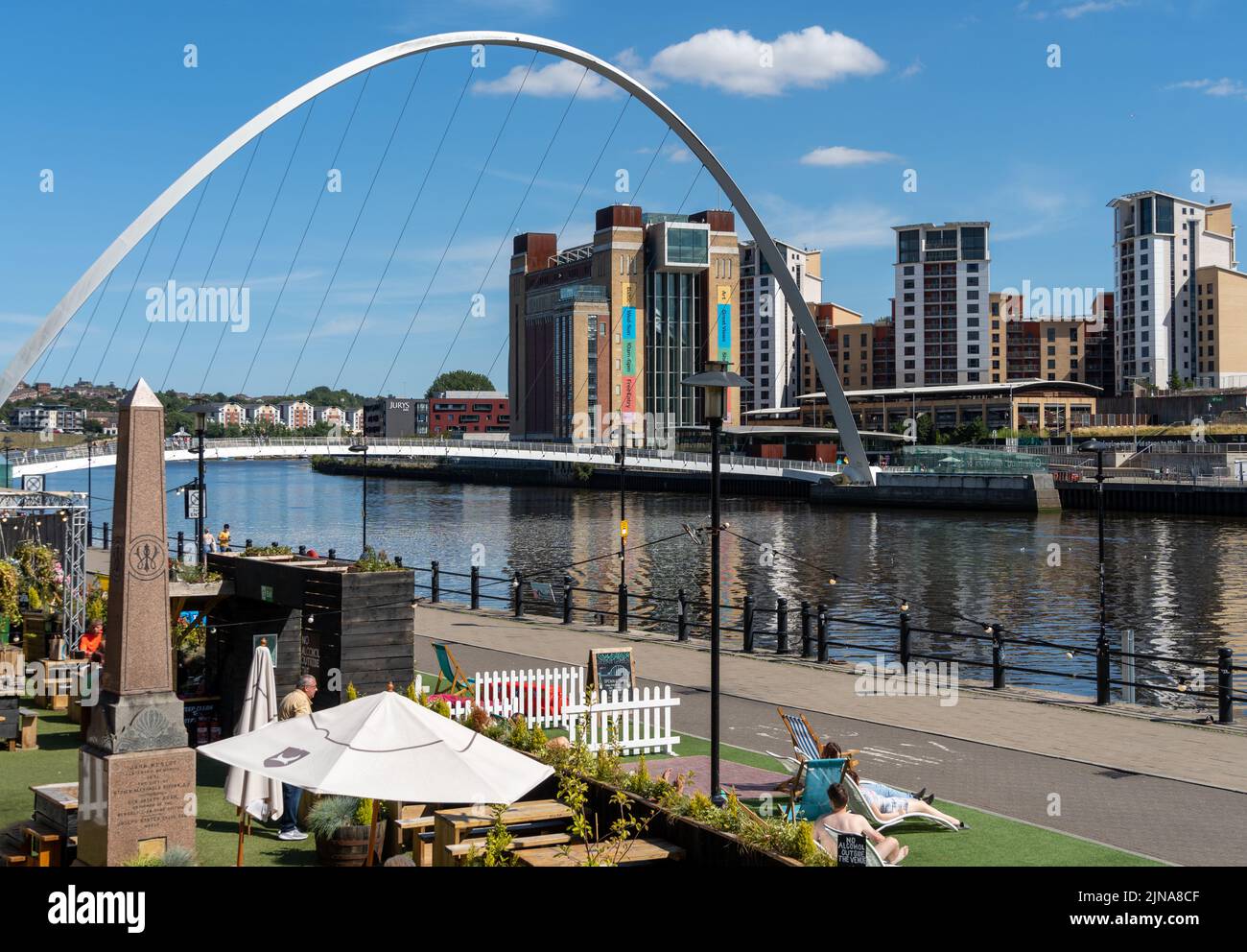View of the Newcastle upon Tyne, UK Quayside, including the Gateshead ...