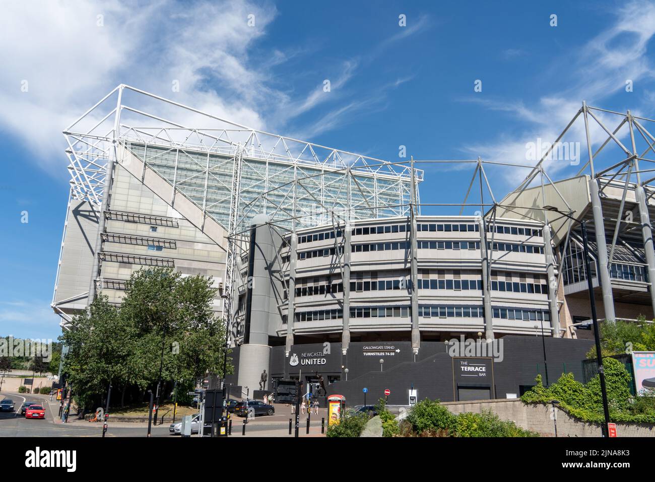 St James' Park stadium, the Newcastle United football ground on a sunny ...