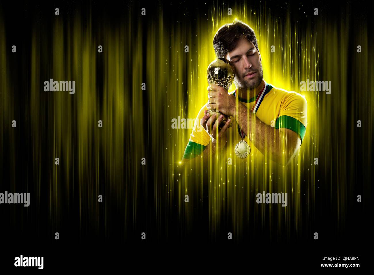 Brazilian soccer player, on a yellow and black background Stock Photo ...