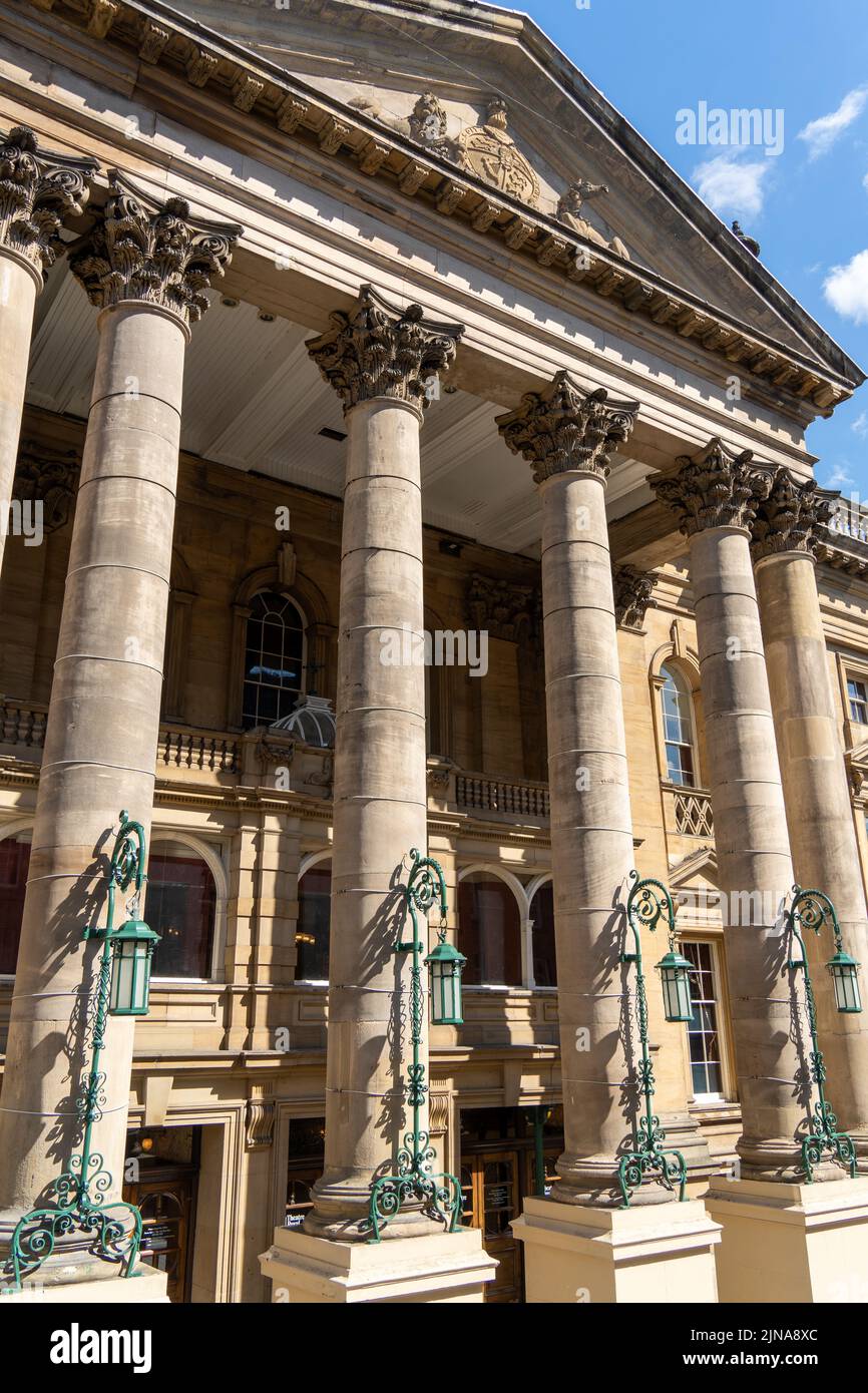The Corinthian columns and pediment of the Theatre Royal in the city of ...
