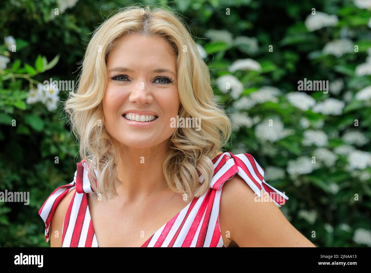 Charlotte Hawkins, TV presenter, close up of face, portrait smiling ...