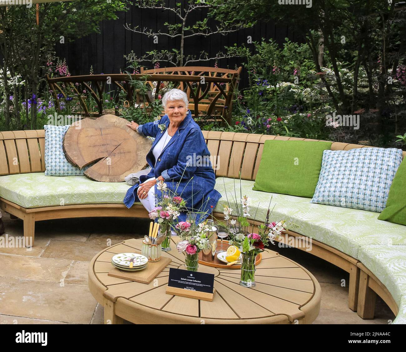 Dame Judi Dench, actress, in the Woodland Heritage Garden, Chelsea ...