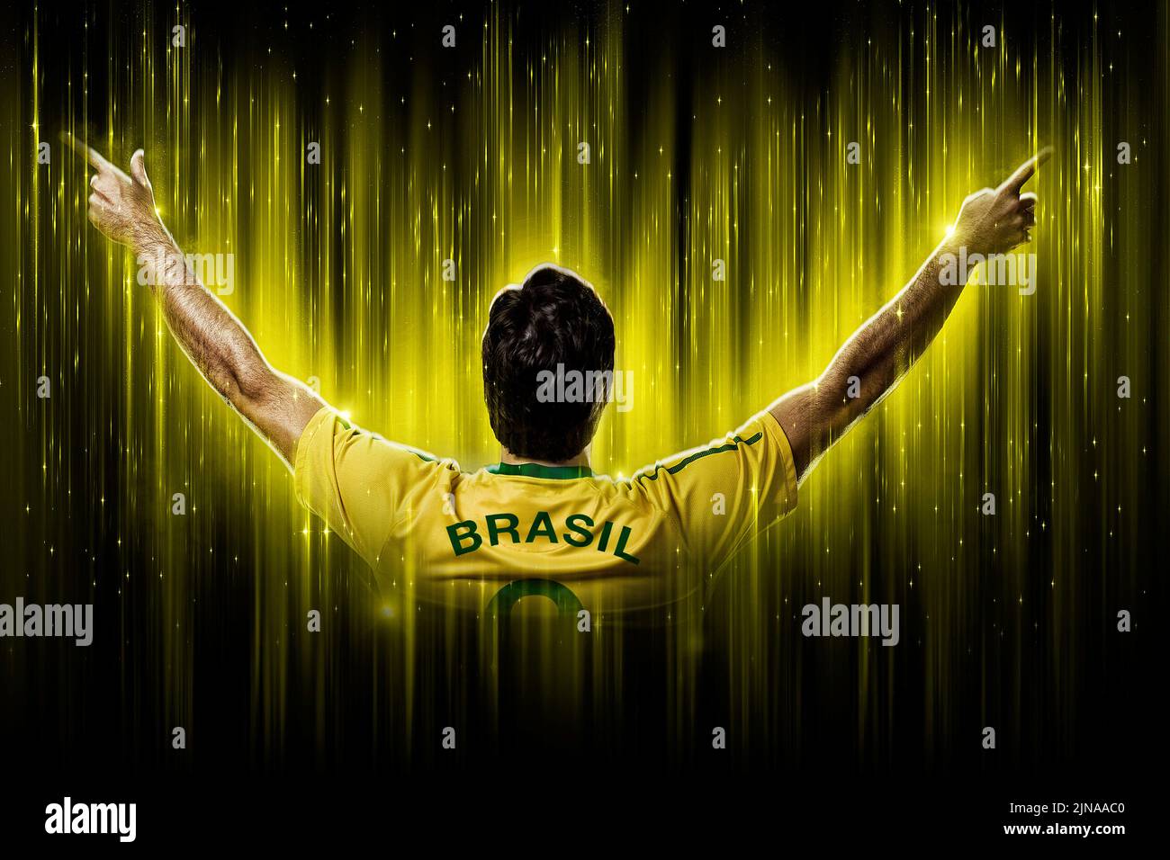 Brazilian soccer player, on a yellow and black background Stock Photo ...