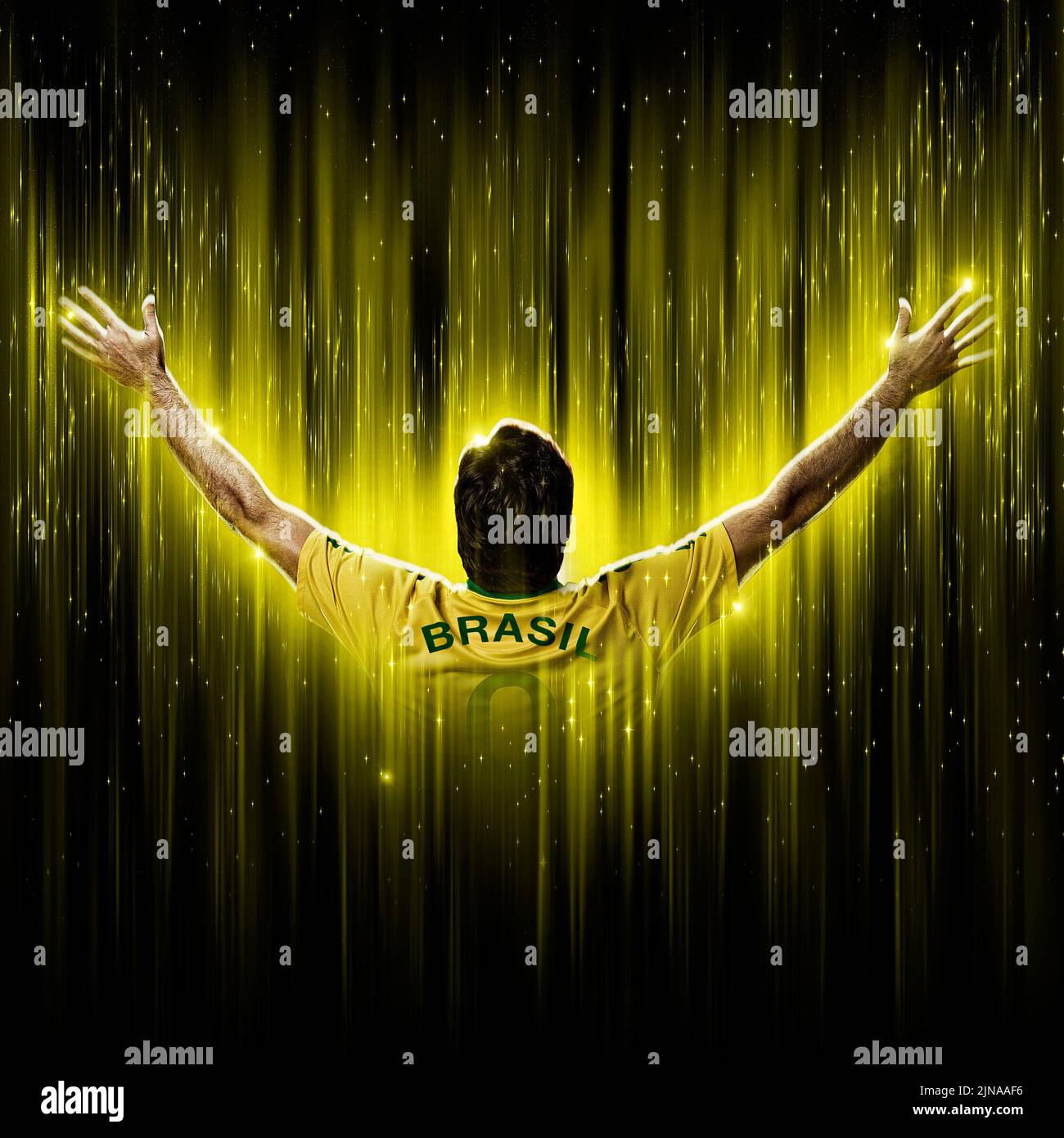 Brazilian soccer player, on a yellow and black background Stock Photo ...