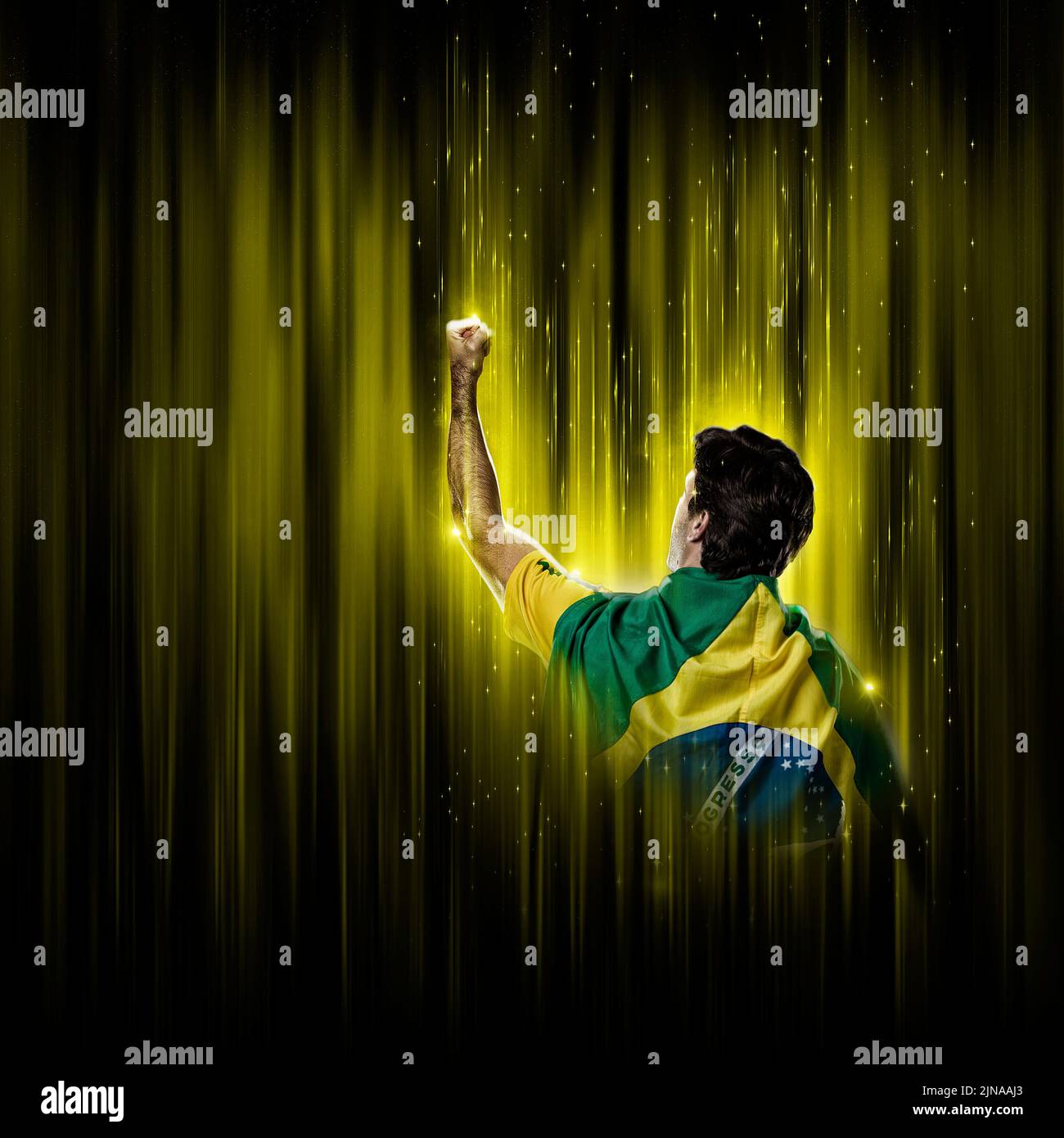 Brazilian soccer player, on a yellow and black background Stock Photo ...
