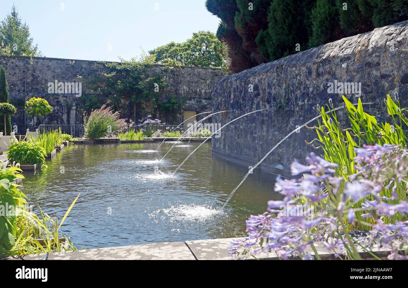 Water feature at The Italian Garden. St Fagans museum, Amgueddfa Werin ...