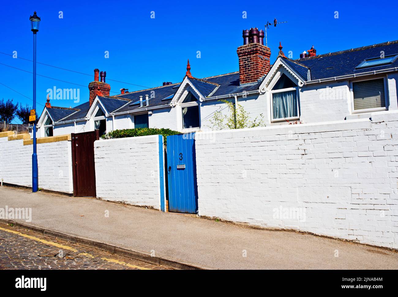 Cottages, Crescent Hill, Filey, North Yorkshire, England Stock Photo ...
