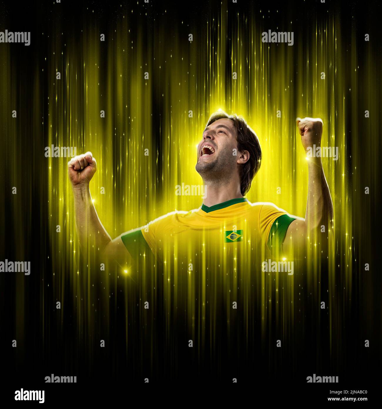 Brazilian soccer player, on a yellow and black background Stock Photo ...