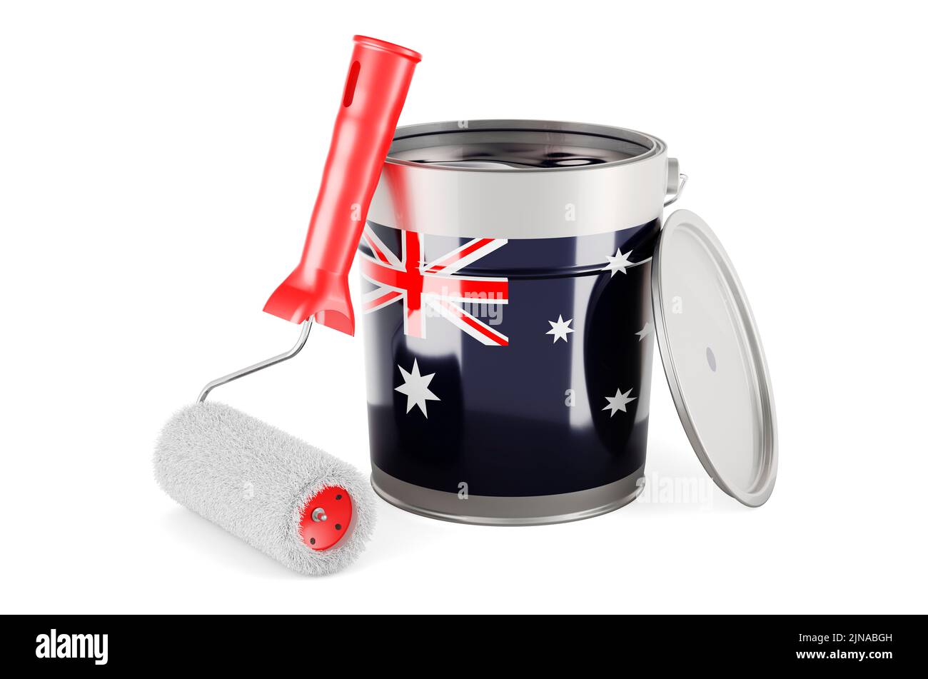 Australian flag on the paint can, 3D rendering isolated on white ...