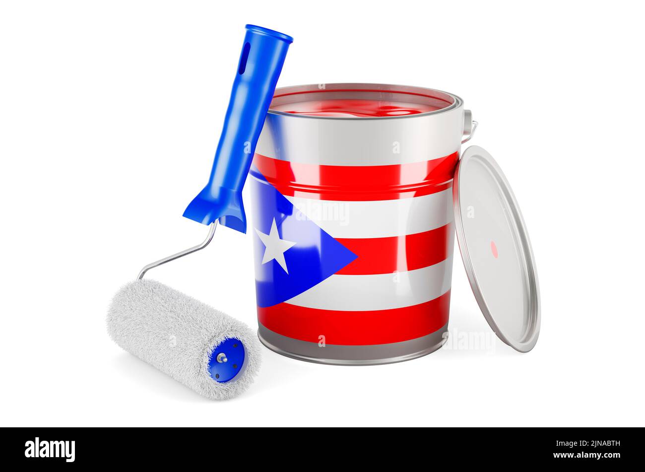 Puerto Rican flag on the paint can, 3D rendering isolated on white ...