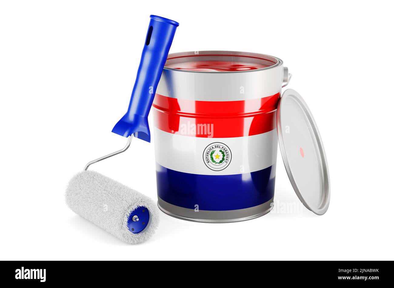 Paraguayan flag on the paint can, 3D rendering isolated on white ...