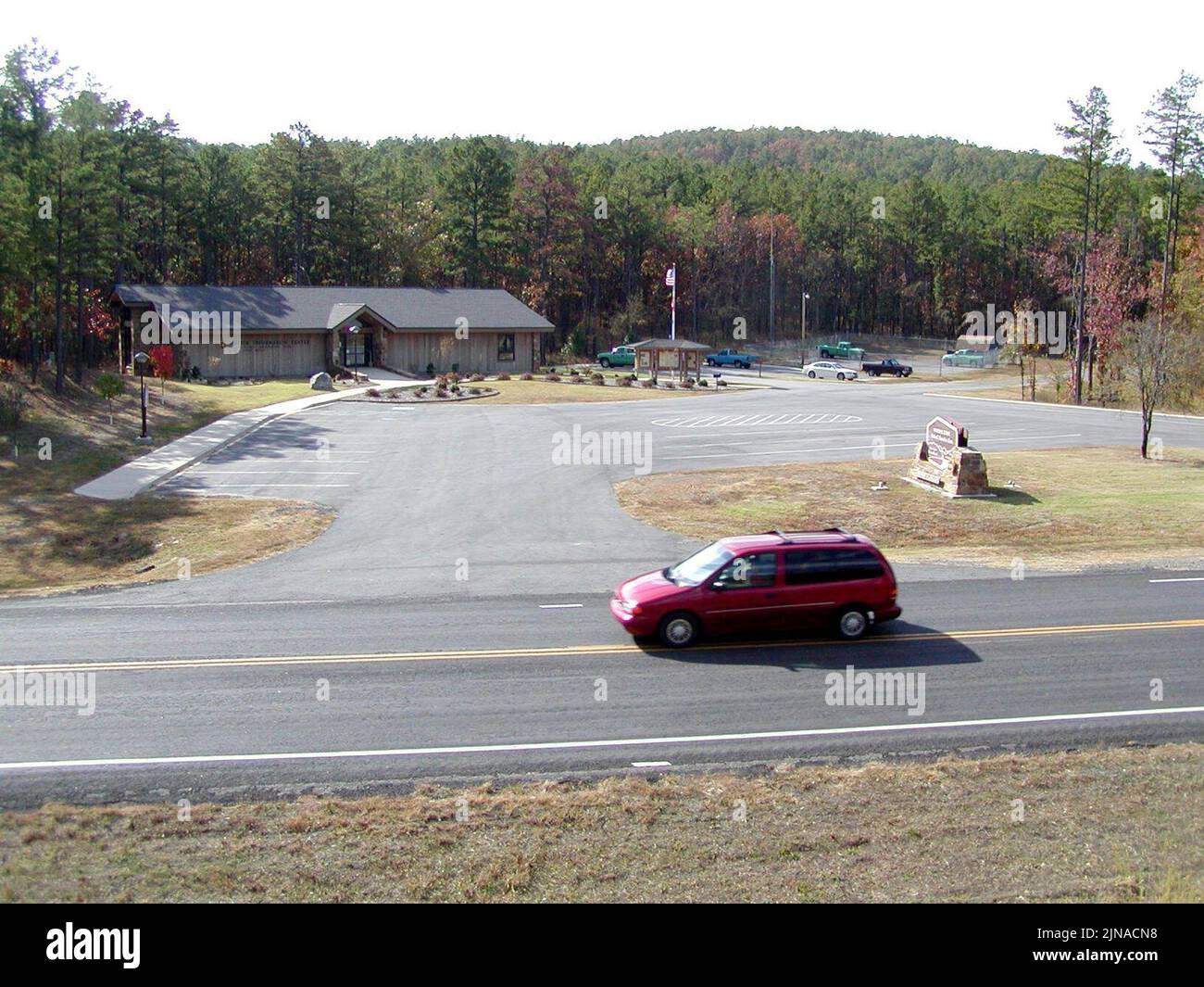 Talimena Scenic Drive - Choctaw Visitor Information Center Stock Photo ...