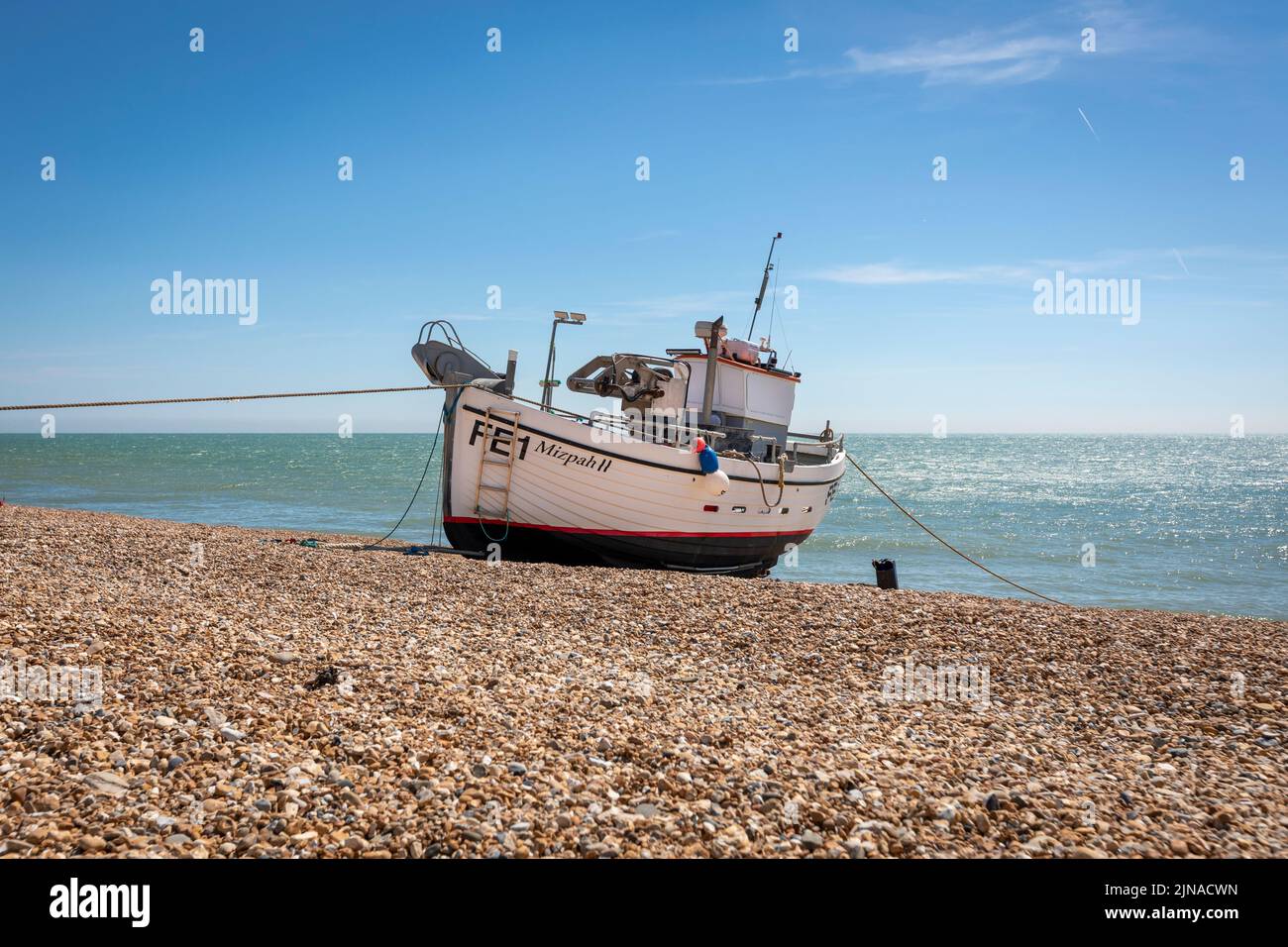 A fishing boat on Fisherman’s Beach, Hythe, Kent Stock Photo - Alamy
