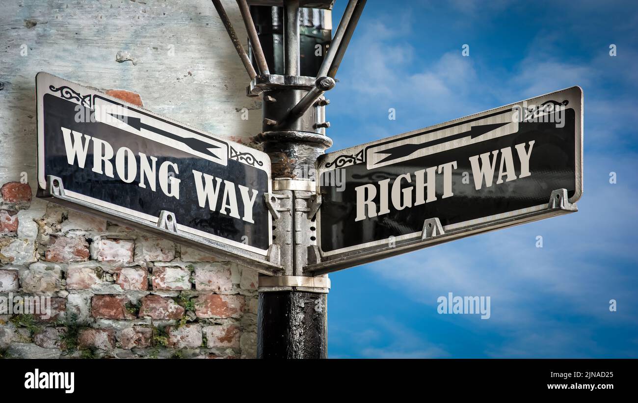 Street Sign RIGHT WAY versus WRONG WAY Stock Photo - Alamy