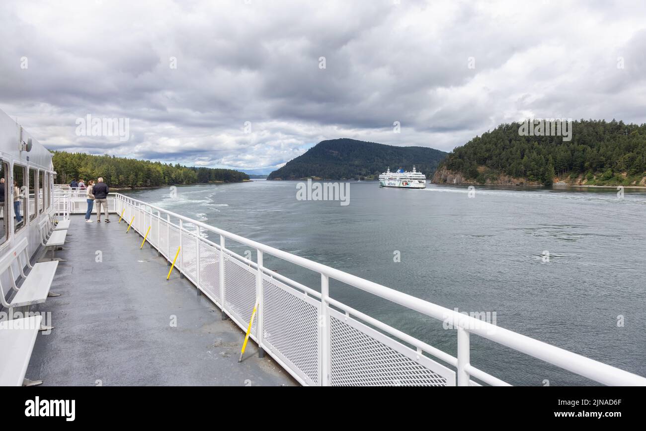 BC Ferries Boat in Pacific Ocean during cloudy summer day Stock Photo ... BC Ferries Boat in Pacific Ocean during cloudy summer day Stock Photo ...