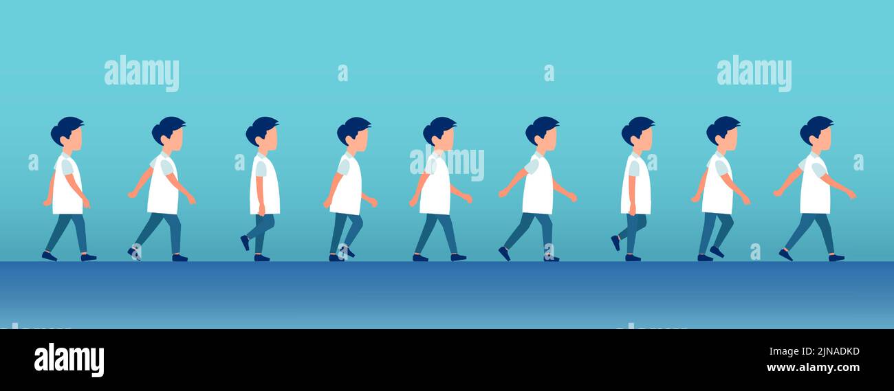 Vector of a boy walk cycle sequence on blue background Stock Vector ...