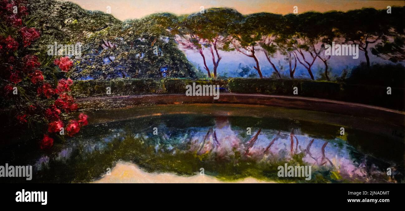 Son Moragues pond at sunset, Joan Fuster Bonnin, 1904, oil on canvas ...