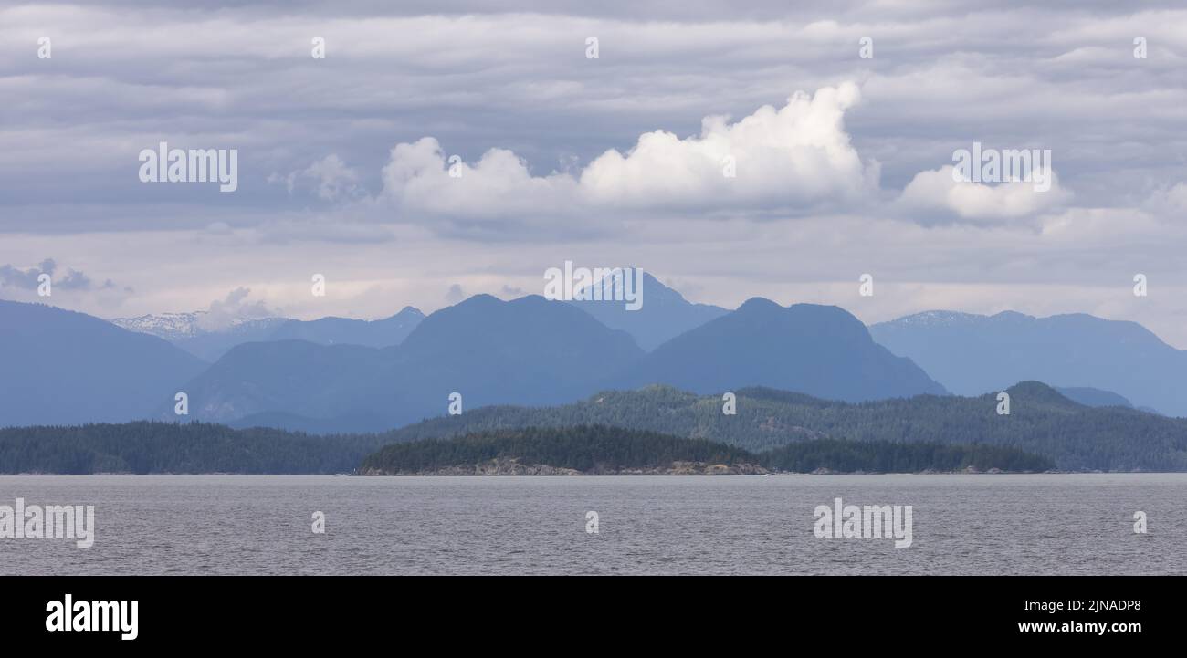 Howe Sound, Islands and Canadian Mountain Landscape Background Stock ...