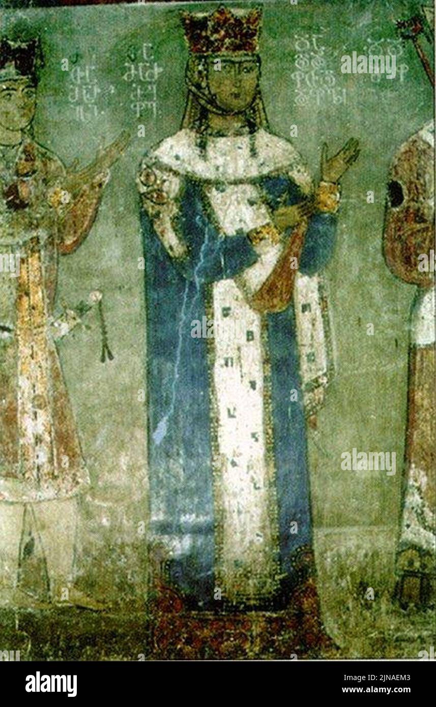 Tamar fresco at Betania Monastery C Georgia Stock Photo - Alamy