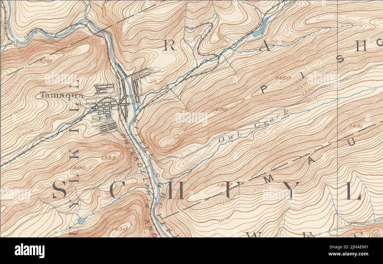 Tamaqua, Pennsylvania Topography USGS Hazleton Quadrant Map of 1893 ...