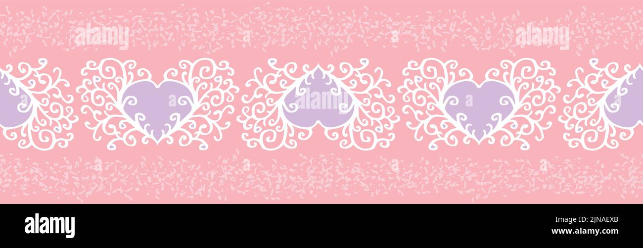 A retro pastel hearts ornamental vector border Stock Vector Image & Art ...