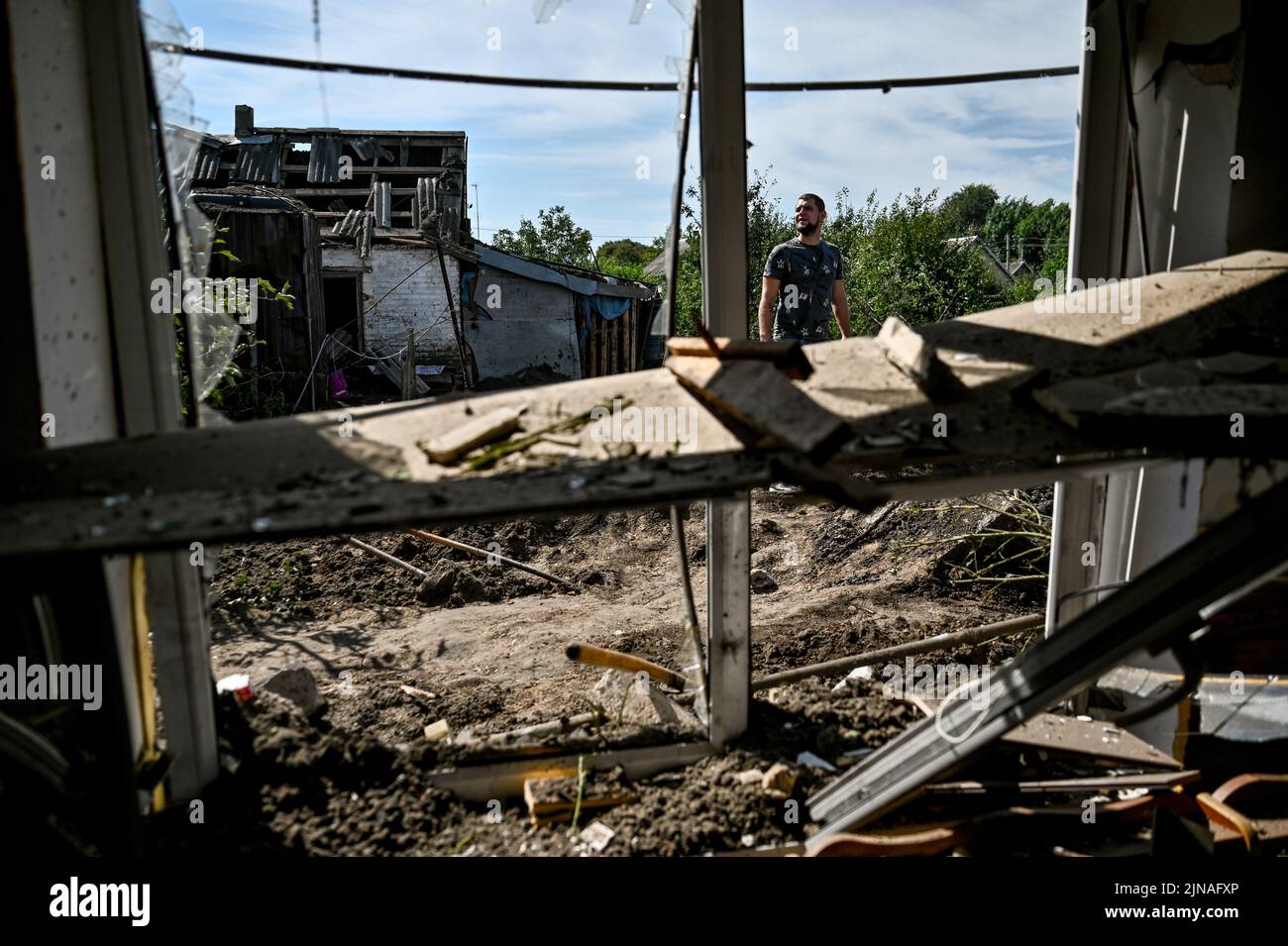 KUSHUHUM, UKRAINE - AUGUST 10, 2022 - The consequences of Russian ...