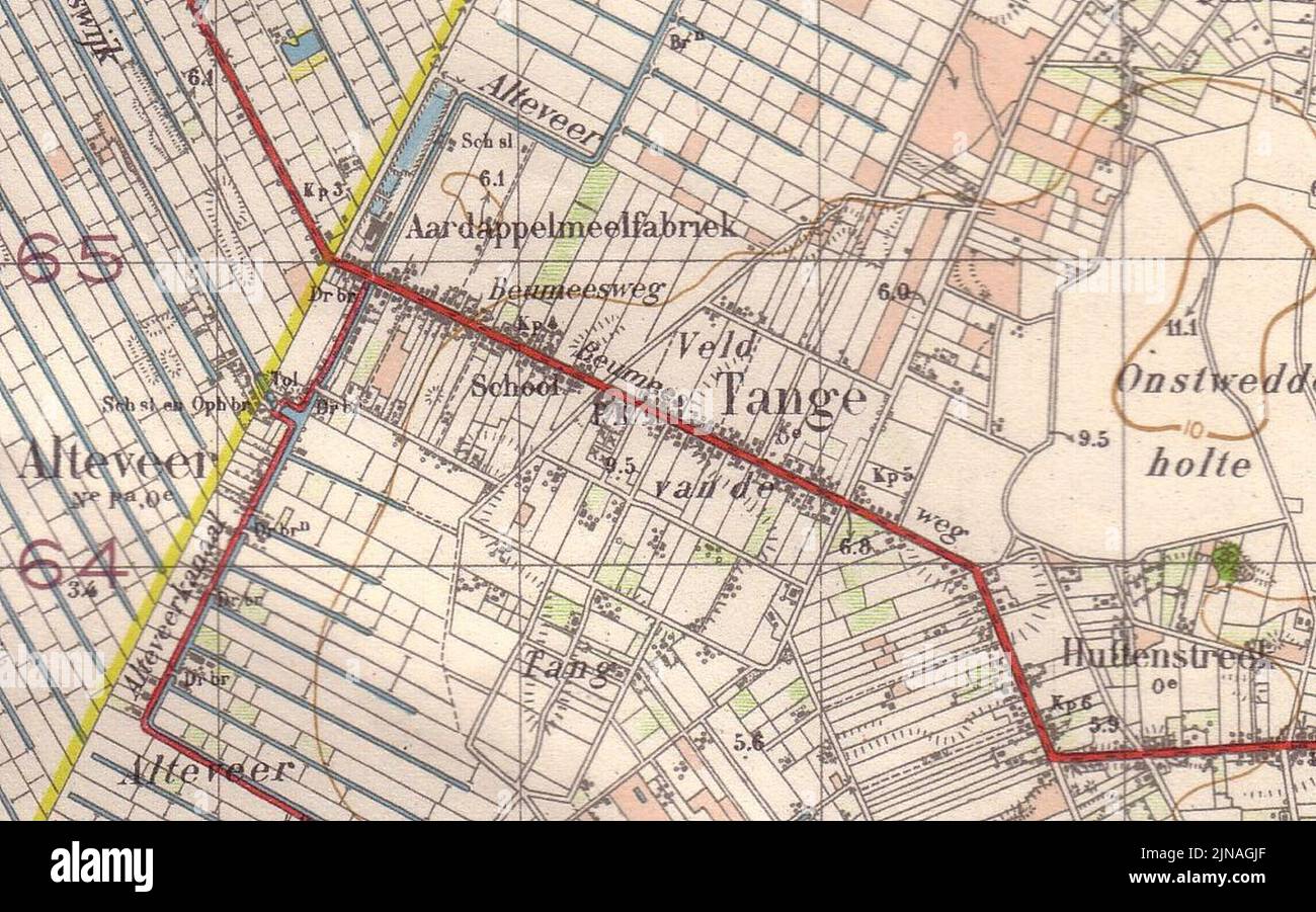 Tange-Alteveer op de topografische kaart van 1933 Stock Photo - Alamy