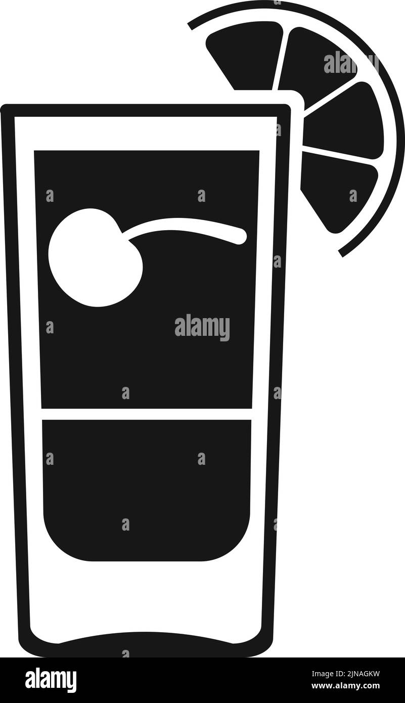 Sour drink glass black icon. Summer refreshment Stock Vector Image ...