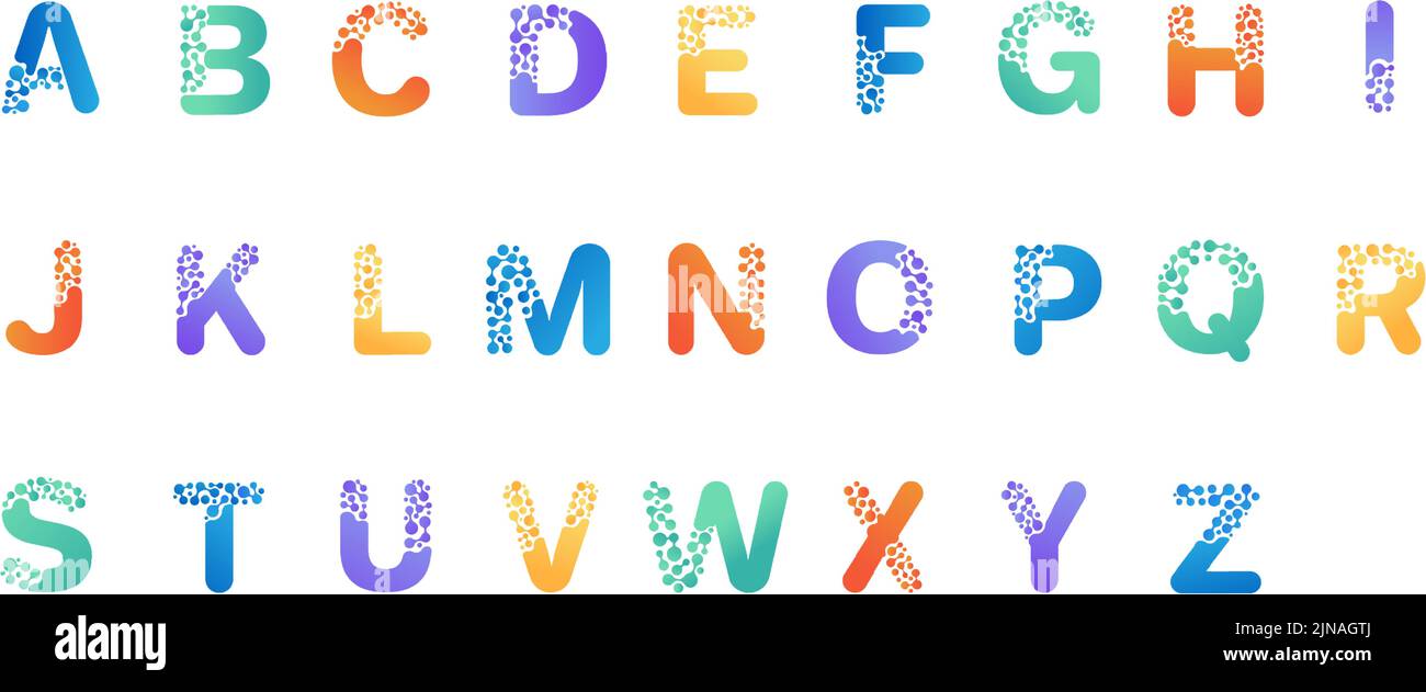 Molecule letter. Nano technology font, science or medical alphabet with ...