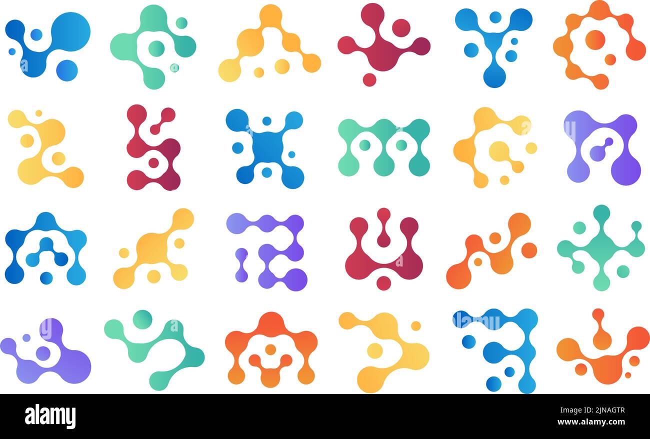 Connected molecules. Chemical icon, metaball shape and biology science ...