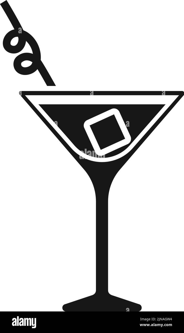 Party cocktail icon. Black drink glass symbol Stock Vector Image & Art ...