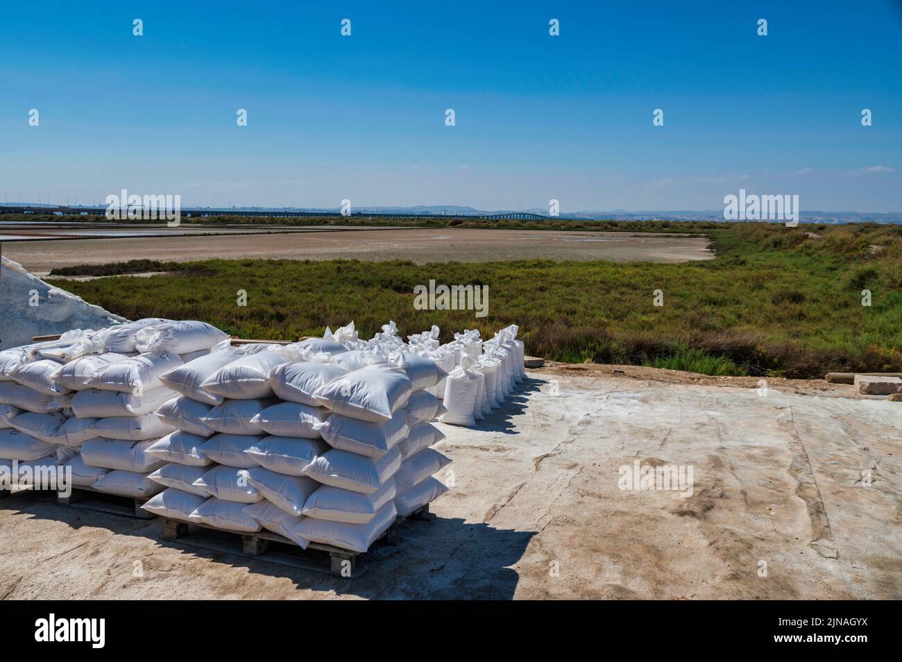 Salt production in Samouco saline foundation for ambiental preservation ...