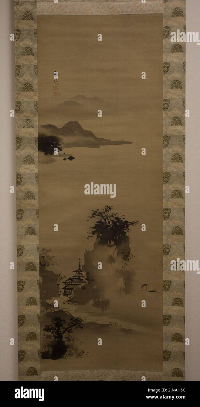 Tani Bunchō - River Gorge with Waterfall Stock Photo - Alamy