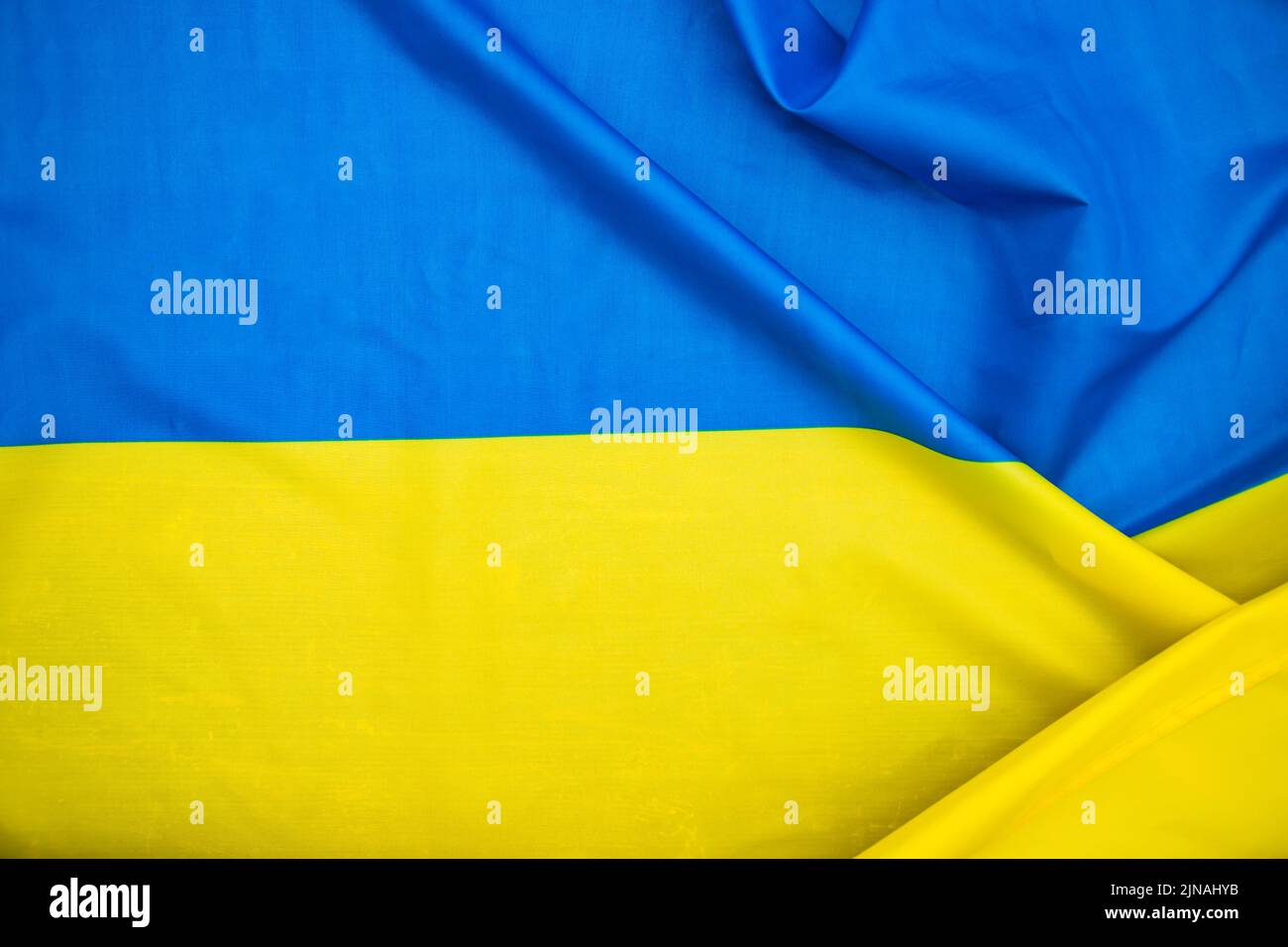 Flag of Ukraine, UA. Blue and yellow colors. Close up shot, background ...