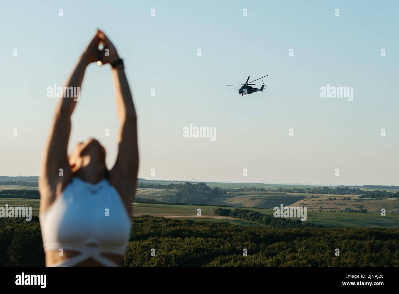 Unrecognisable Woman Meditating and Practicing Yoga Outdoors in Ukraine ...