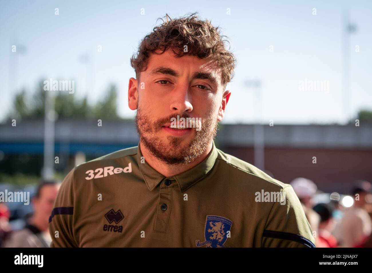 Matt Crooks #25 of Middlesbrough arrives at The Riverside Stadium ahead ...