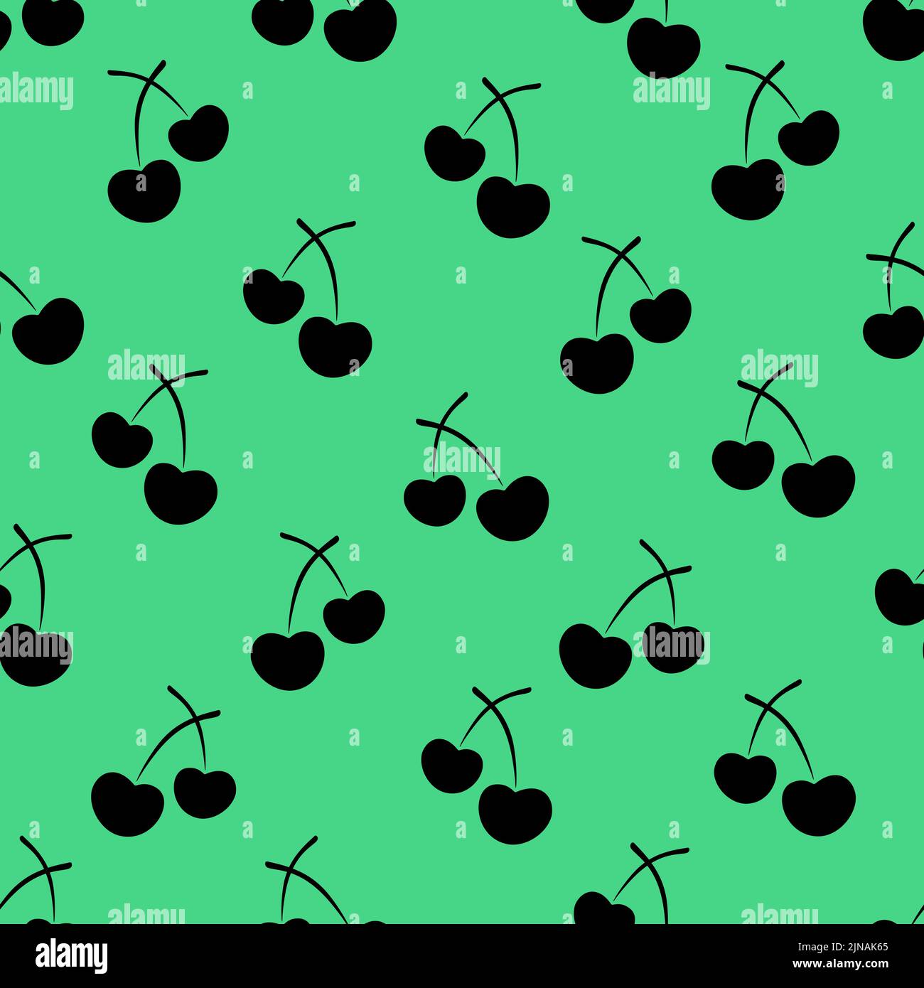 Cherries. Silhouette. Repeating vector pattern. Outline on an isolated ...