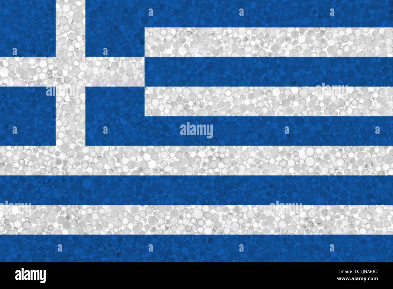 Greece flag on styrofoam texture. national flag painted on the surface ...